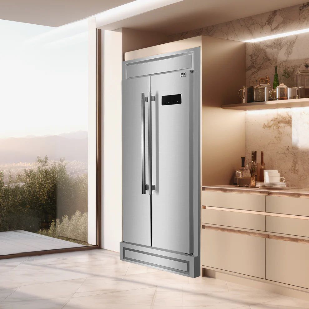 Forno Salerno FFRBI1805‑37MG 37″ Side‑by‑Side Built-In Refrigerator, S ...